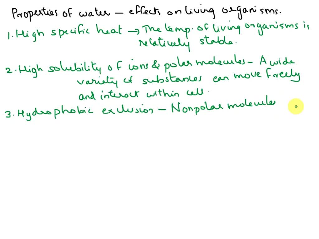 SOLVED: Text: Match each property of water with its effect on living ...
