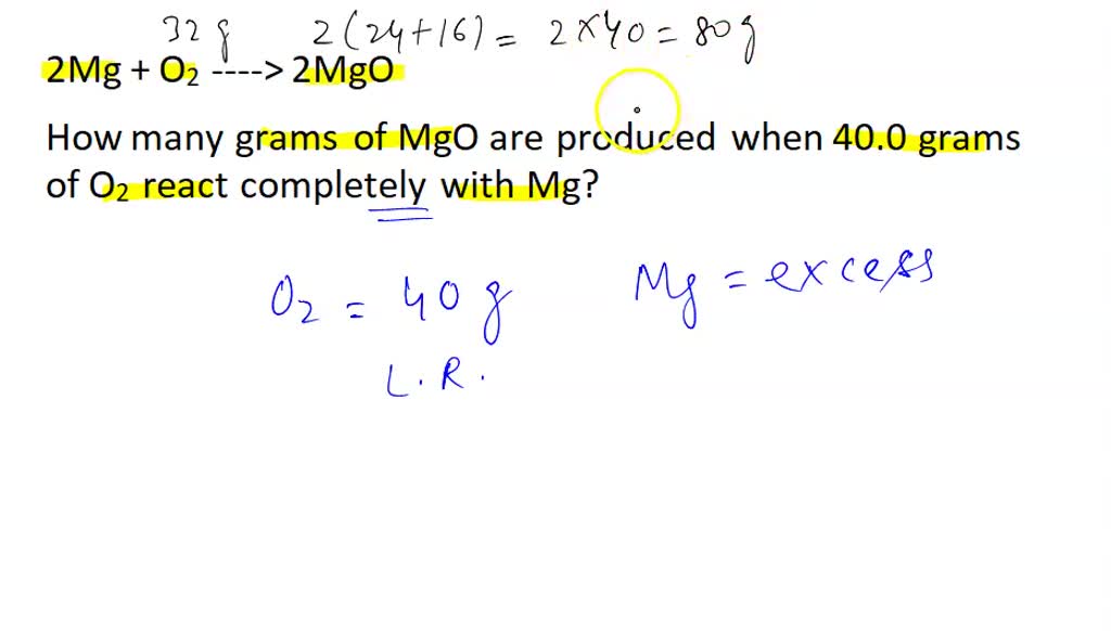 SOLVED: In the following balanced reaction: 2Mg + O2 —> 2MgO, how many ...