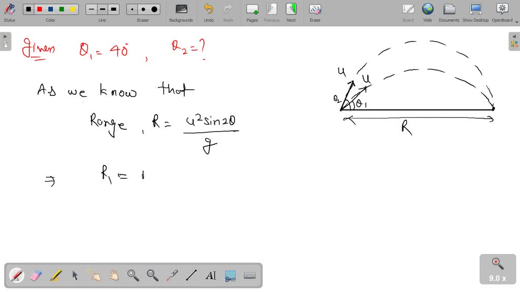 SOLVED: A projectile is launched at an angle of 40 degrees above the horizontal and lands ...