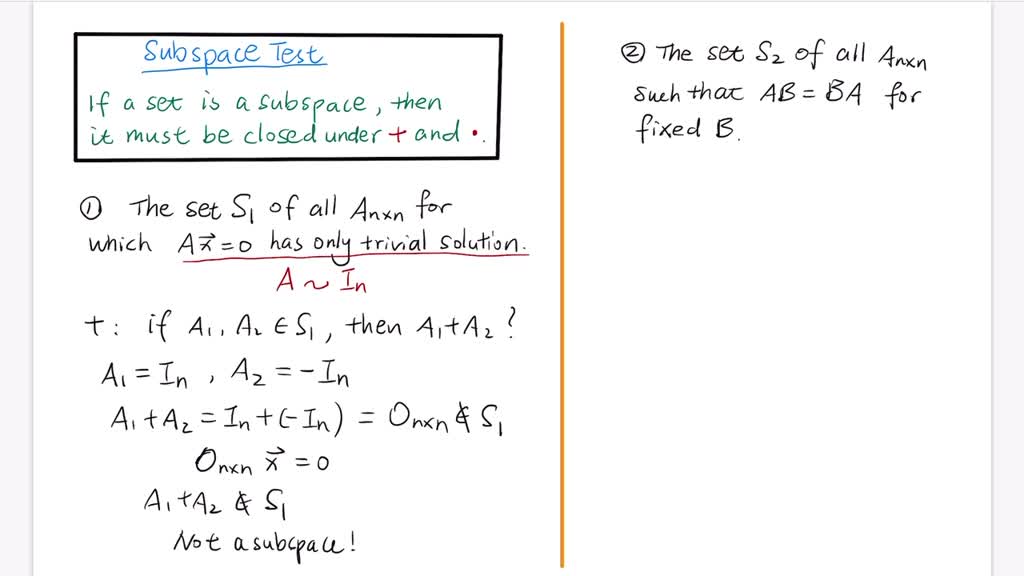 SOLVED: 80 More Matrix Subspaces. Determine whether or not the given set is a subspace of Mz,n ...