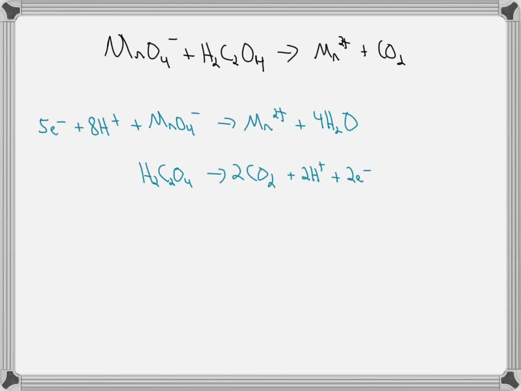 SOLVED: The reaction of MnO4- with oxalic acid (H2C2O4) in acidic solution, yielding Mn2+ and ...