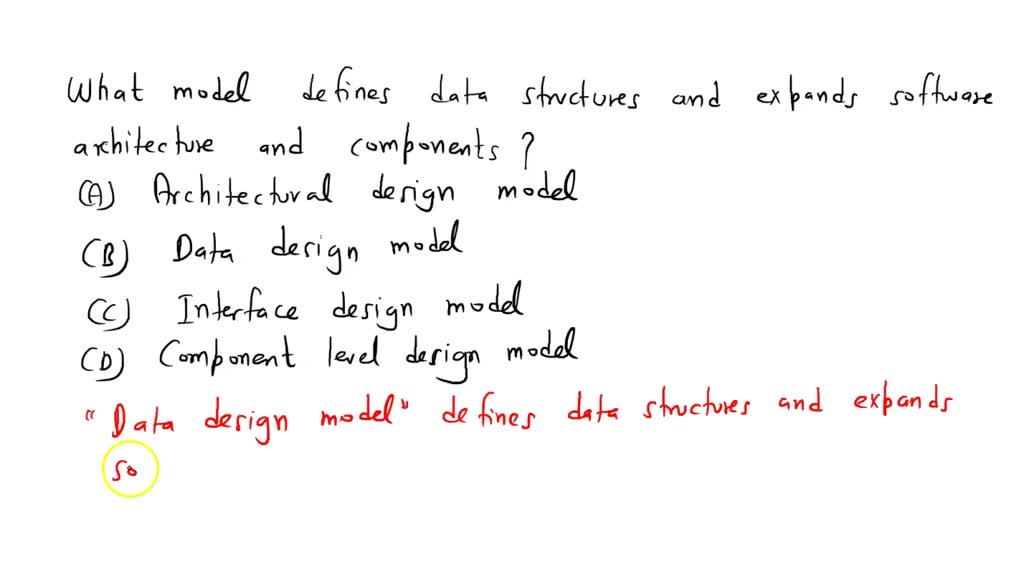 SOLVED: What model defines data structures and expands software architecture and components? A ...