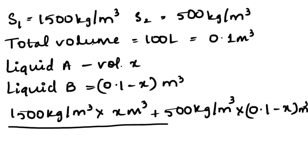 Two liquids of different densities (ρ1 = 1500 kg/m3 and ρ2 = 500 kg/m3) are poured together into ...