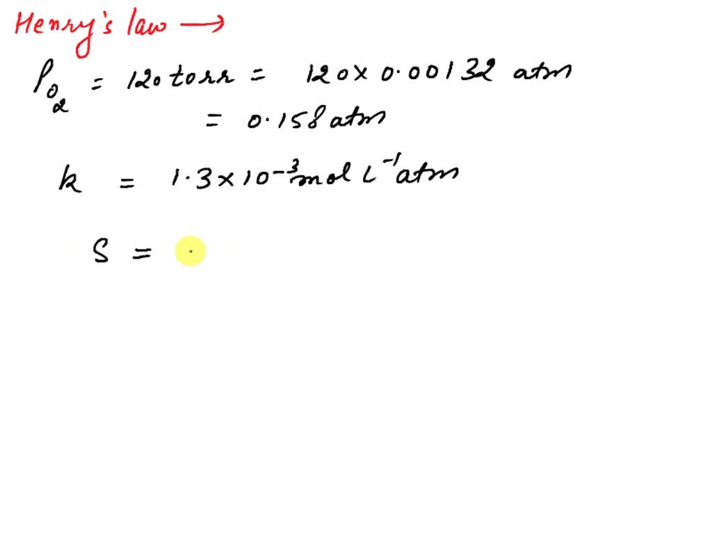 SOLVED: Calculate the solubility of O2 in water at a partial pressure ...
