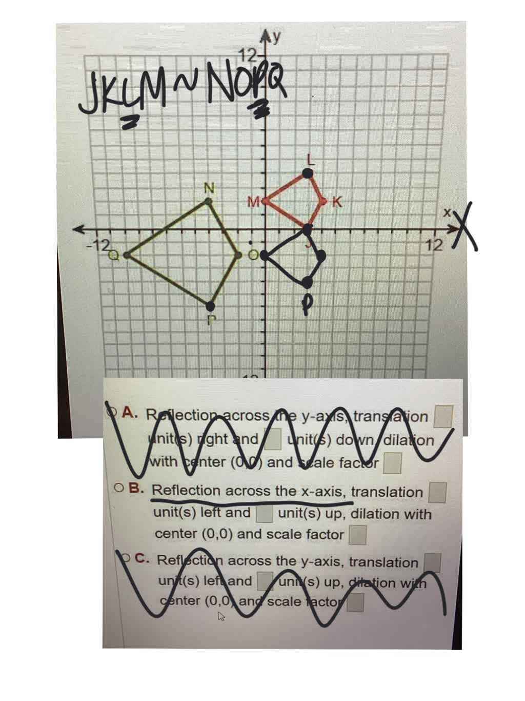 SOLVED: 'please help me with this question JKLM and NOPQ are ...