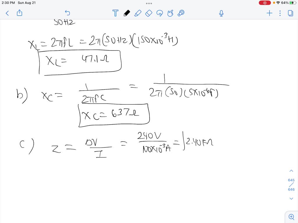 Solved A Series Ac Circuit Contains A Resistor An Inductor Of 150 Mh A Capacitor Of 5 00 Î¼f