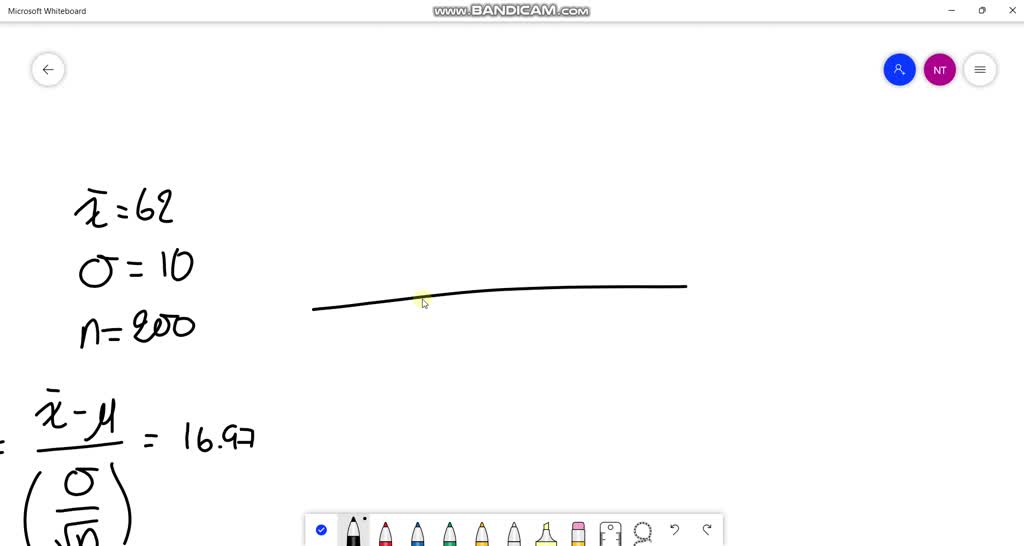 A random sample of 200 students got a mean score of 62 with a standard ...