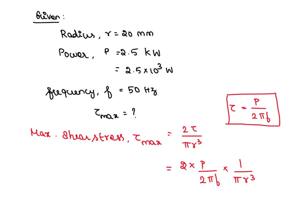 SOLVED: a) Maximum tangential stress b) Maximum shear stress in the ... SOLVED: a) Maximum tangential stress b) Maximum shear stress in the ...