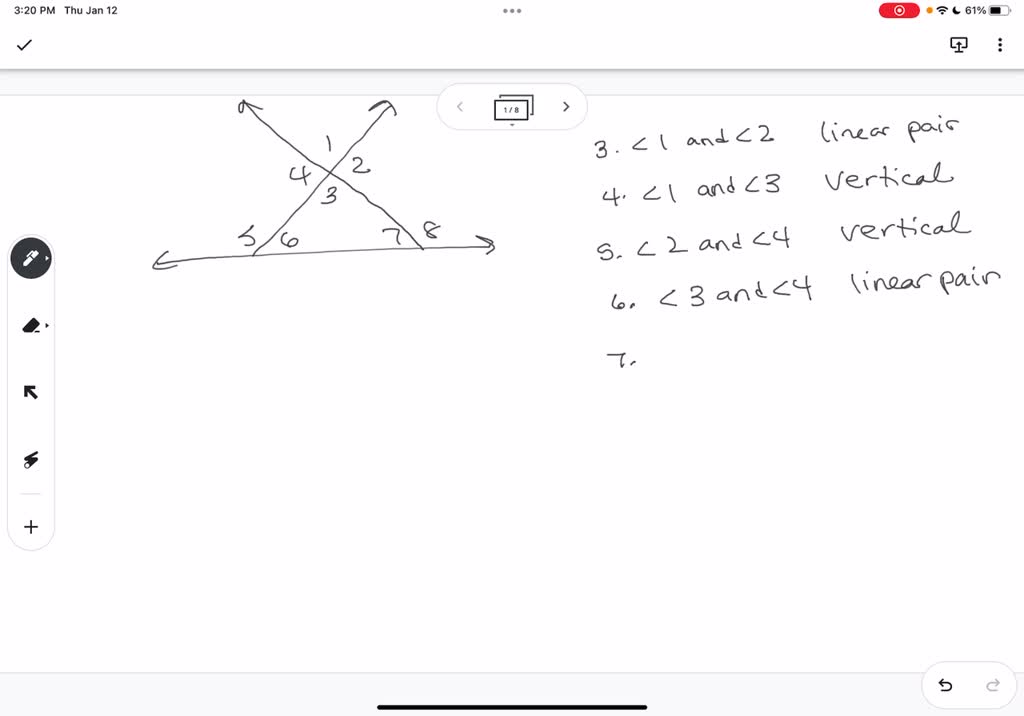 SOLVED: Use the diagram below to determine whether the angles are ...