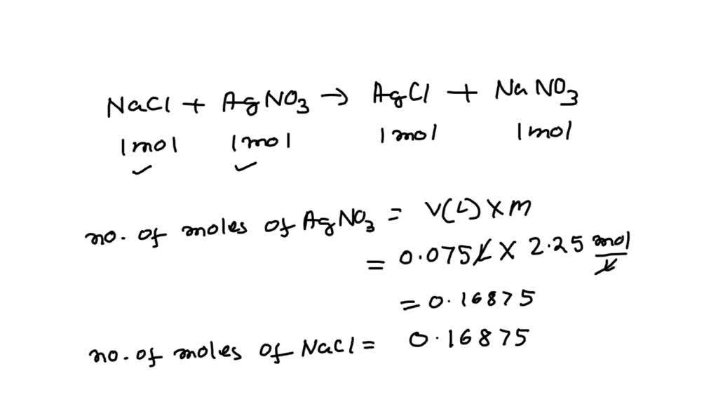 SOLVED: What mass of sodium chloride (NaCl; molar mass 58.44 g/mol) must be added to 75 mL of a ...