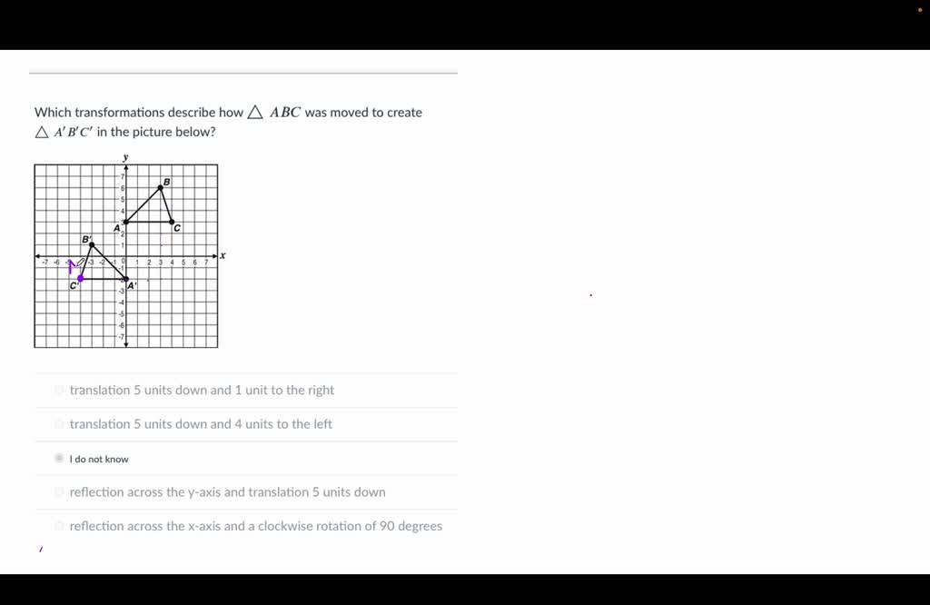 SOLVED: "Describe the transformation that maps the pre-image (ΔA) to ...