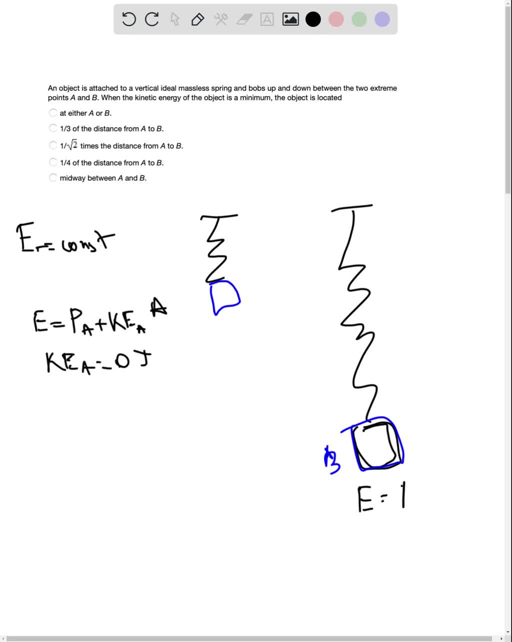 SOLVED: An object is attached to a vertical ideal massless spring and ...