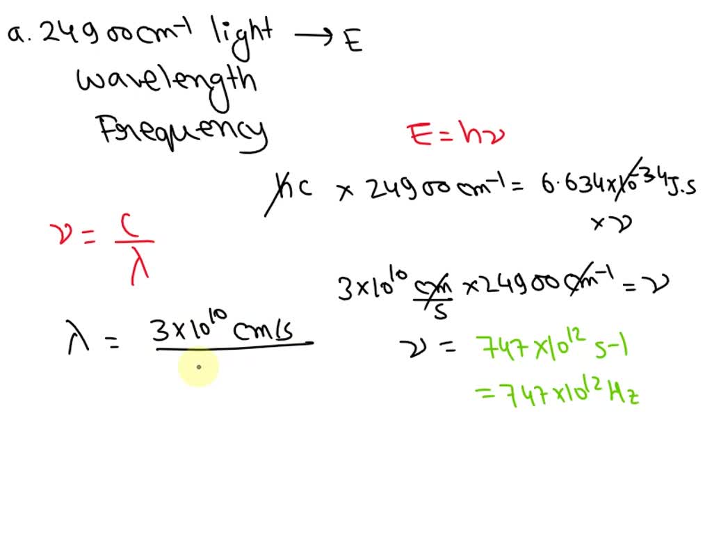 A Determine The Wavelength And Frequency Of 24 900 Cm 1 Light B