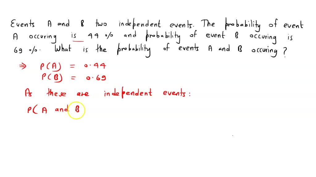 SOLVED: Events A and B are two independent events. The probability of ...