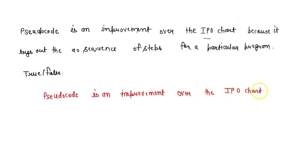 SOLVED: Pseudocode is an improvement over the IPO chart because it lays ...