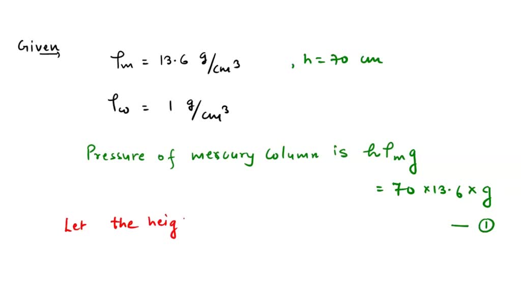 SOLVED: Calculate the height of a water column which will exert on its ...
