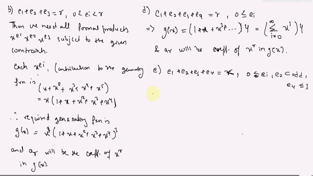 2 Build A Generating Function For Ar The Number Of Integer Solutions To The Following 