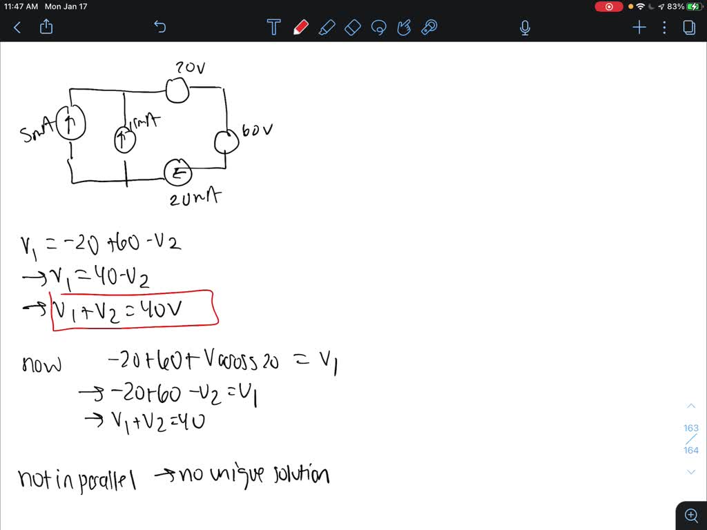 SOLVED: The interconnection of ideal sources can lead to an ...