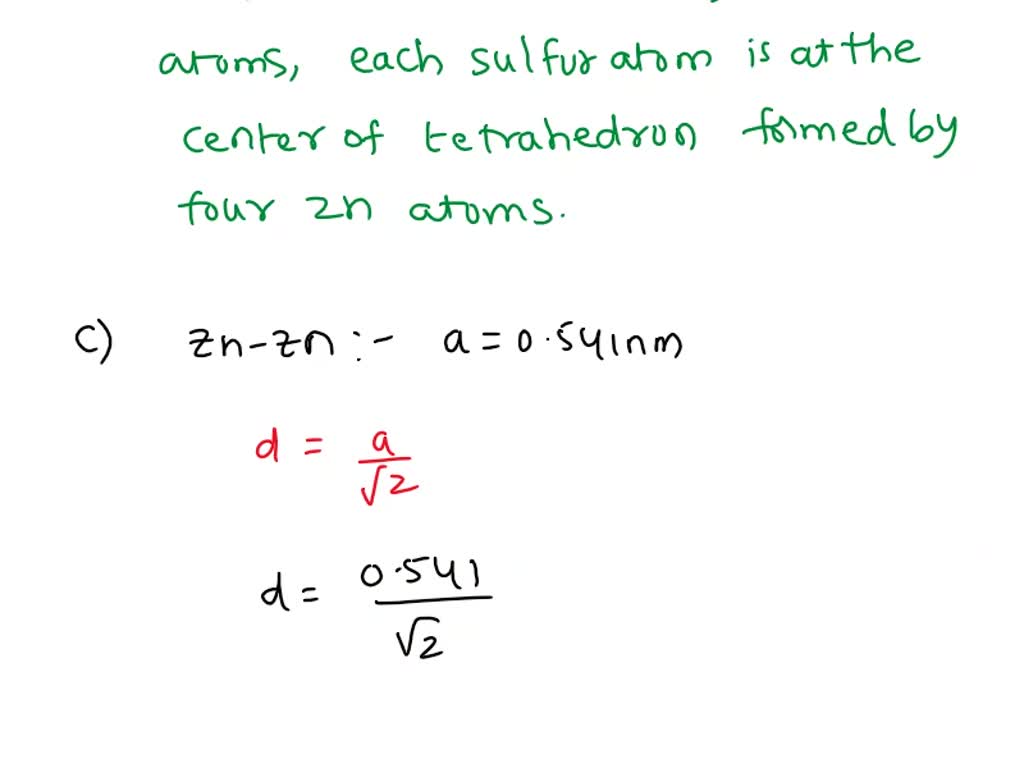 SOLVED: The diagram of Fig. 1 shows a plan view of a structure of cubic ZnS (zincblende) looking ...