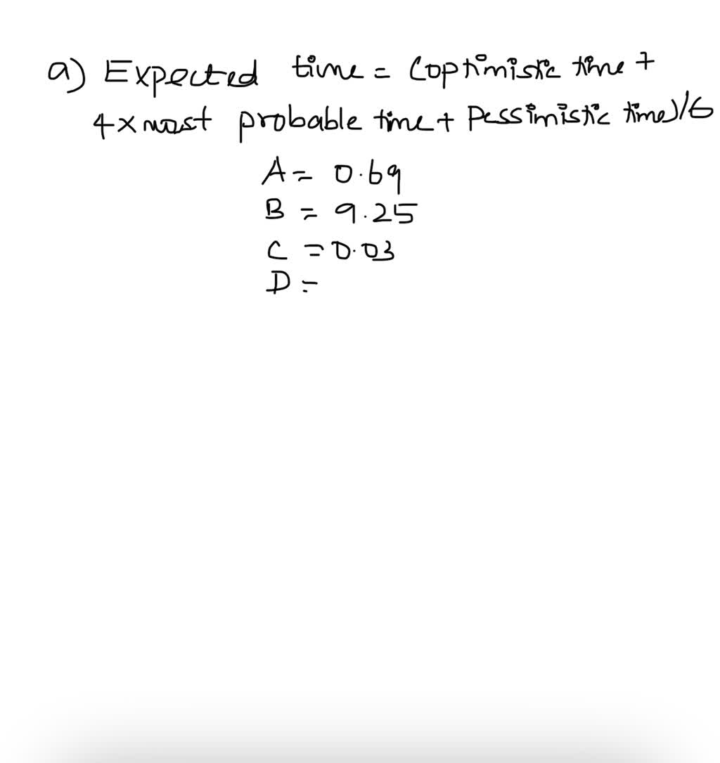 SOLVED: Problem 9-10 (Algorithmic) The following estimates of activity ...