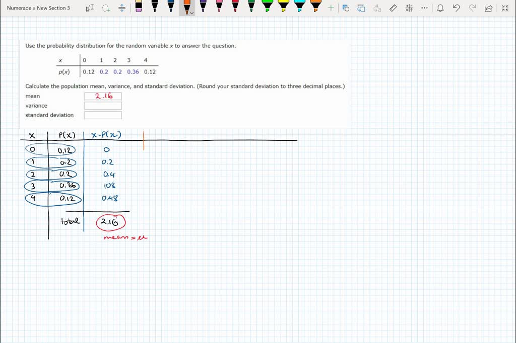 SOLVED: Use the probability distribution for the random variable x to answer the question. p(x ...