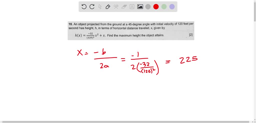 SOLVED: 16 An object projected from the ground at a 45-degree angle with initial velocity of 120 ...