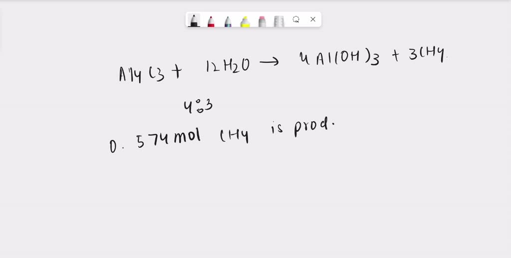 SOLVED: Consider the following unbalanced equation: Al4C3 + H2O -> Al ...