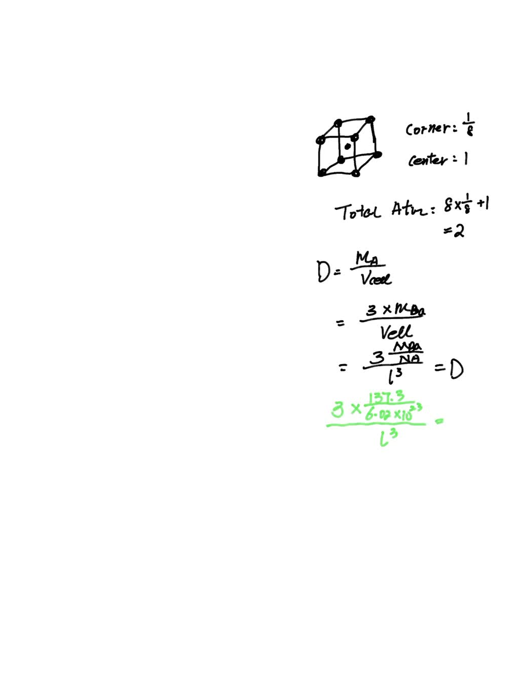 SOLVED: Barium metal (d = 3.51 g/cm³) has a body-centered cubic ...