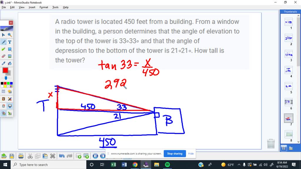 SOLVED: A radio tower is located 450 feet from a building. From a ...