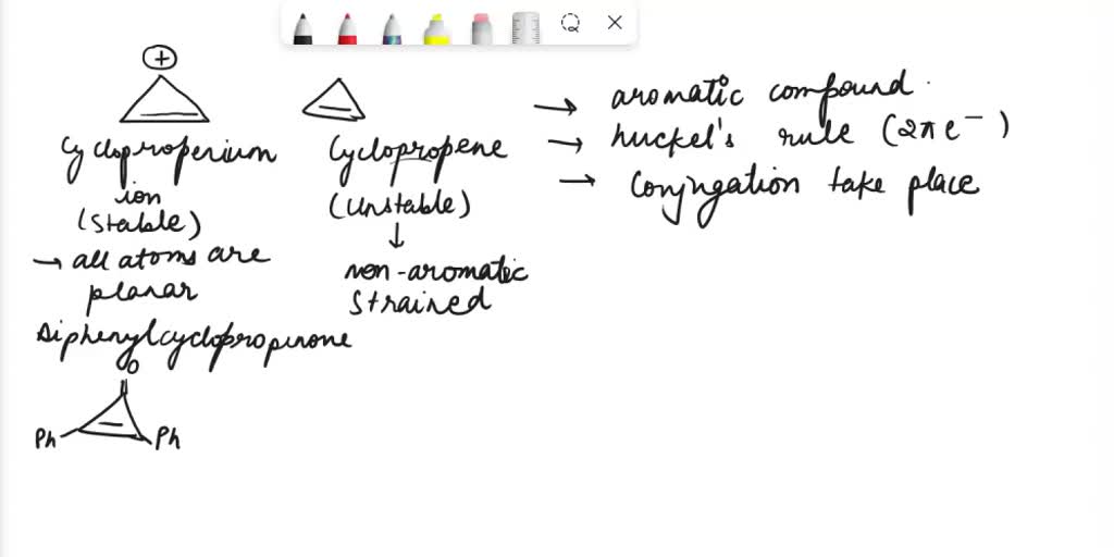 SOLVED: Cyclopropenium ion is quite stable for an ion, but cyclopropene ...