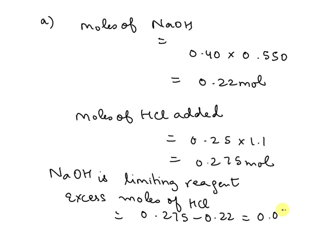 SOLVED: 25mL of 0.20 M HCl is titrated with 0.10 M NaOH. What is the pH after 50 mL of NaOH has ...