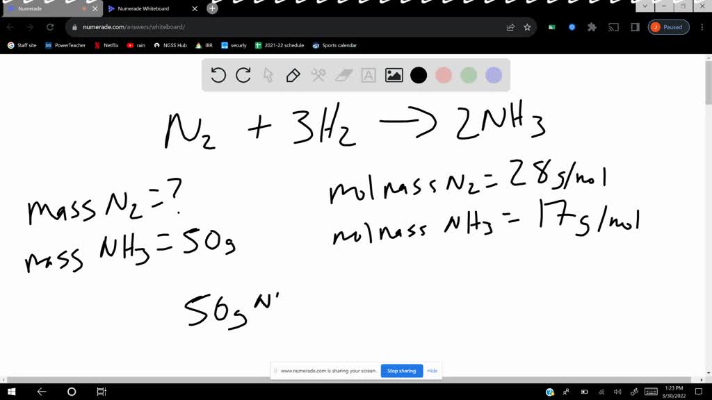 SOLVED: Under appropriate conditions, nitrogen and hydrogen undergo a ...