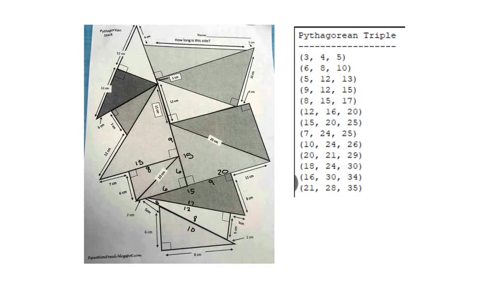SOLVED: Pythagorean Stack Name: How long is this side? 12 cm 4 cm 25 cm ...
