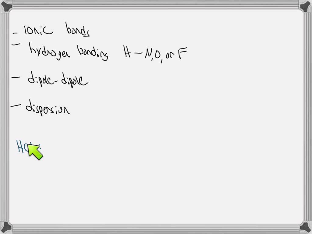 The four major attractive forces between particles are ionic bonds ...