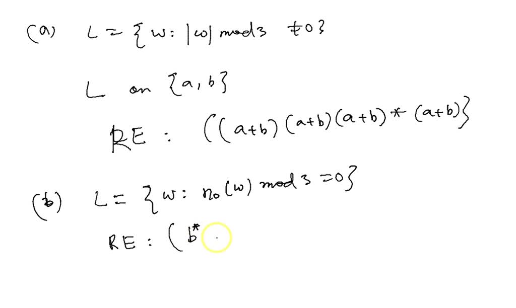 SOLVED: Texts: A. Supply a regular expression for the language given by ...