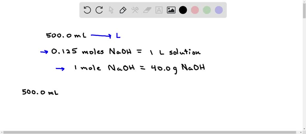 SOLVED: How many grams of NaOH (MW = 40.0) are there in 500.0 mL of a 0.125 M NaOH solution? How ...