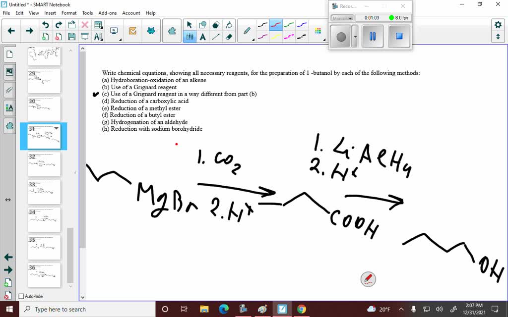 SOLVED: Write chemical equations, showing all necessary reagents, for the preparation of 1 ...