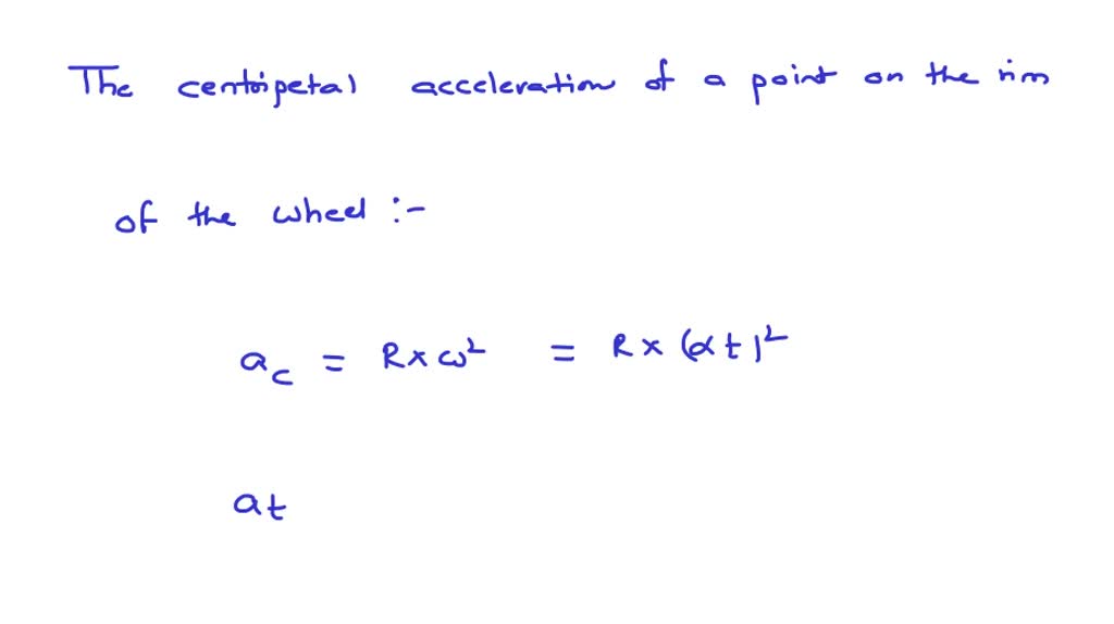 SOLVED: A wheel of radius R starts from rest and accelerates with a ...