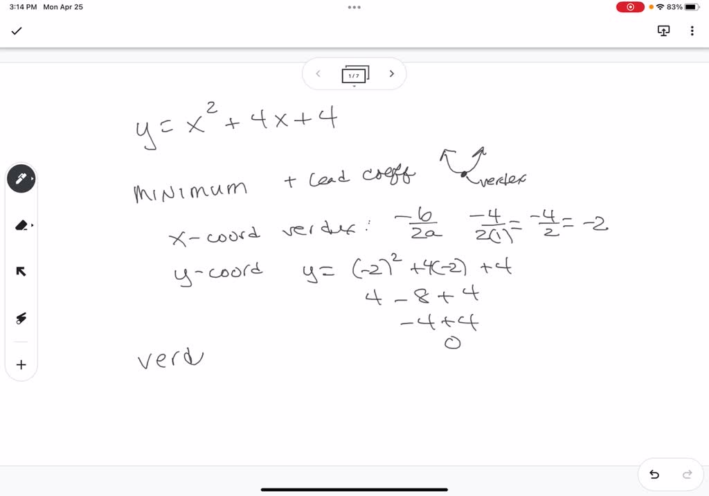 SOLVED: Determine whether the function's vertex is a maximum point or a ...