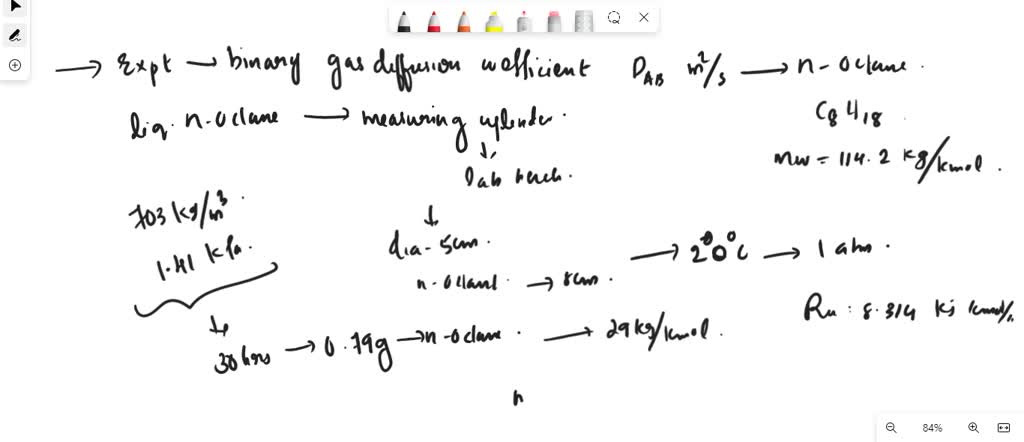 SOLVED: An experiment was performed to determine the binary gas diffusion coefficient (DAs, m2/s ...