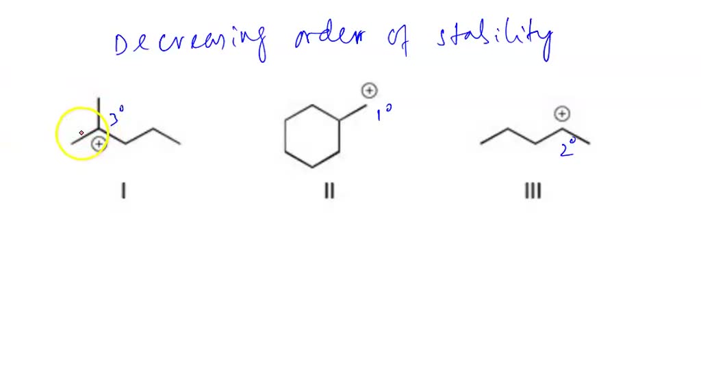 SOLVED: Rank the following carbocations in order of decreasing stability, putting the most ...