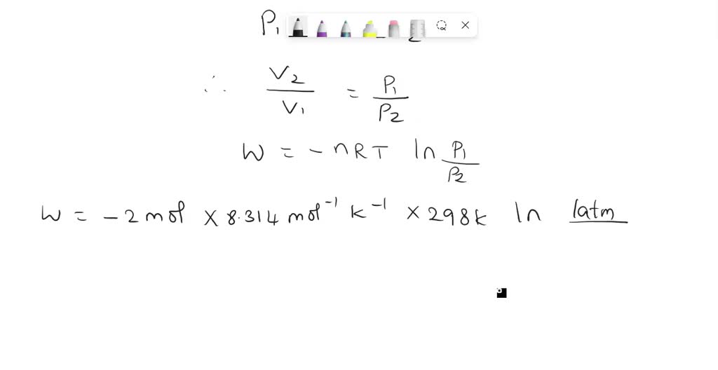 SOLVED: Two moles of a perfect gas are compressed isothermally and reversibly at 298 K from 1 ...