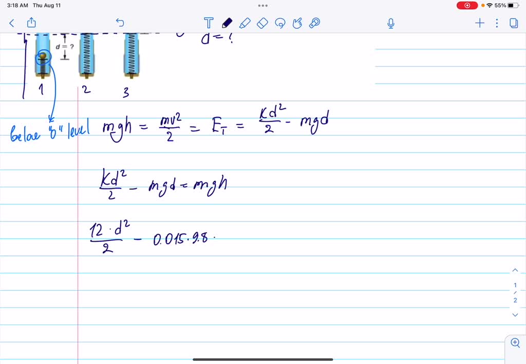 SOLVED: The massless spring ofa spring gun has a force constant k = 12 ...