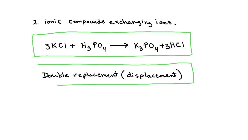 SOLVED: Balance the chemical equation below. KCl + H3PO4 K3PO4 + HCl ...