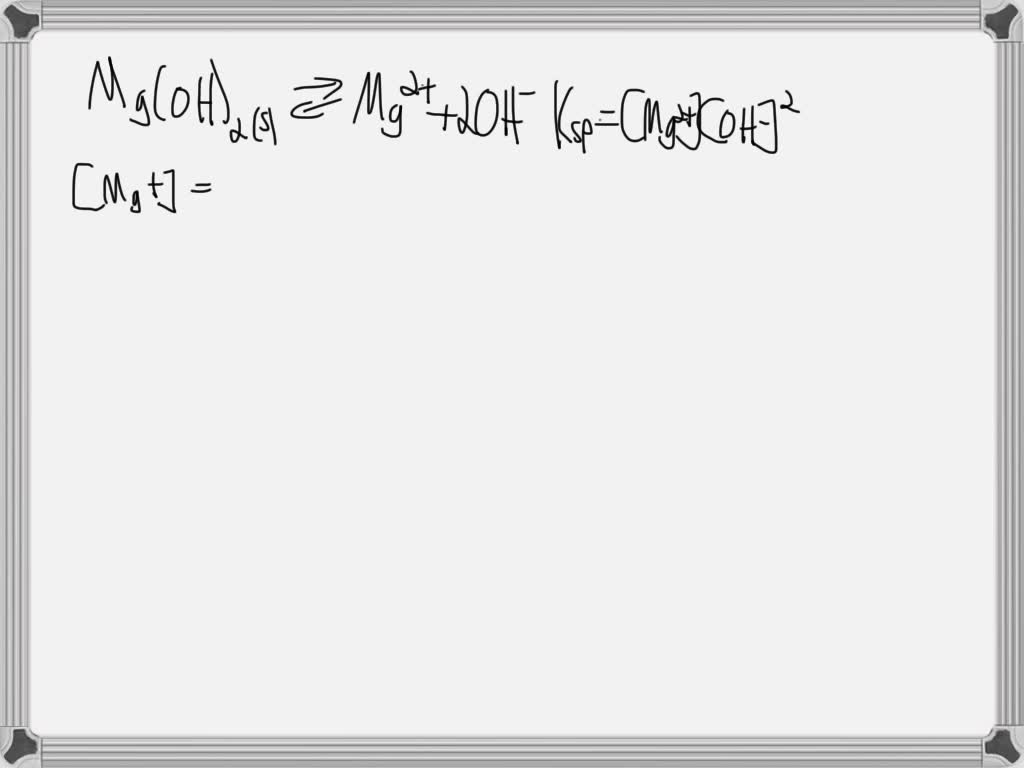 SOLVED: The solubility of magnesium hydroxide (Mg(OH)2) is ...