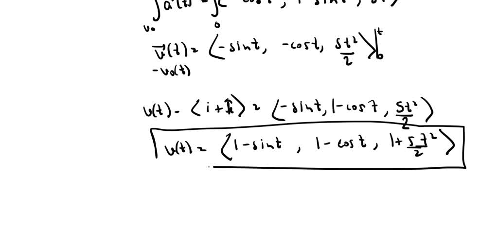 SOLVED: Given that the acceleration vector is a(t)=(−1cos(−t),−1sin(−t ...