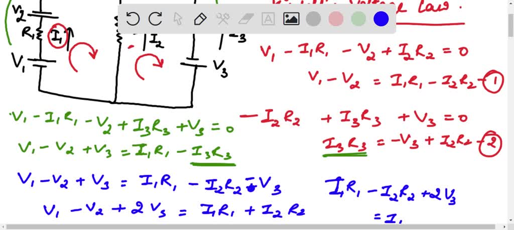 SOLVED: 'The diagram below shows circuit where; R1 5 9, R2 6 9, R3 7 9, V1 4.5 V, V2 36.0 V, and ...