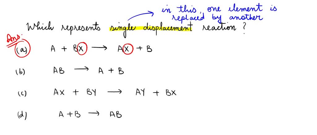 Solved What Type Of Reaction Is The Generic Equation 4 B Ab
