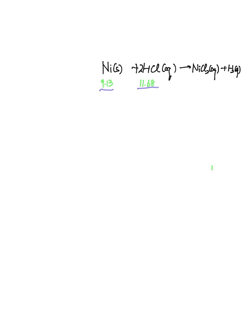 SOLVED: How many moles of NiCl2 can be formed in the reaction of 5.82 ...