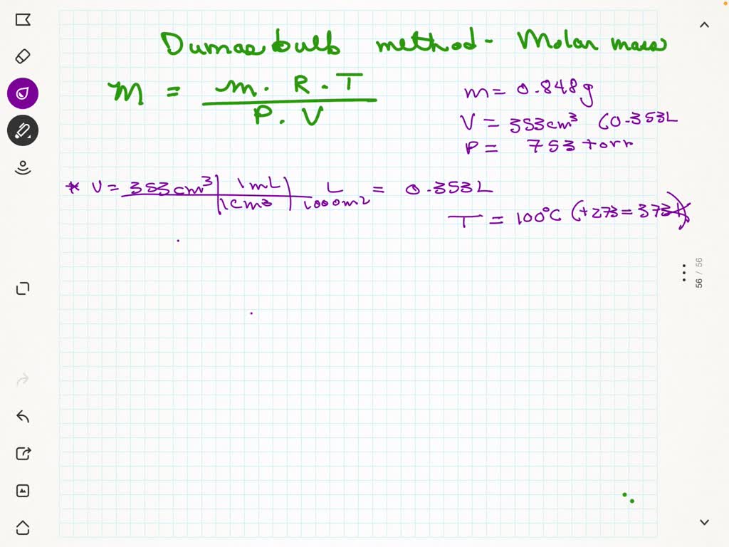 SOLVED: The molar mass of a volatile substance was determined by the ...
